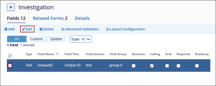Edit Form Fields